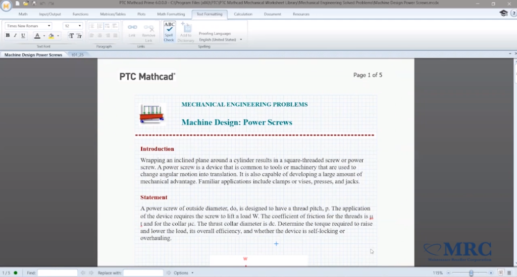 Mathcad Worksheet3 MRC